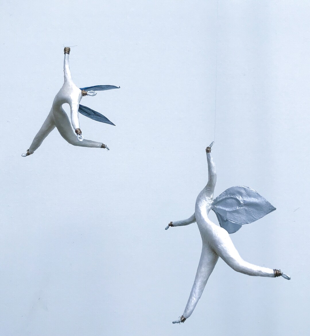 Duo of Little White and Blue Fairies, Moving Suspension, Magical Gift ...