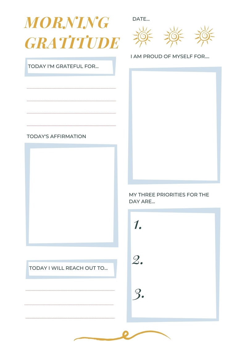 30-day Printable Morning Gratitude Journal - Daily Reflections, Self ...