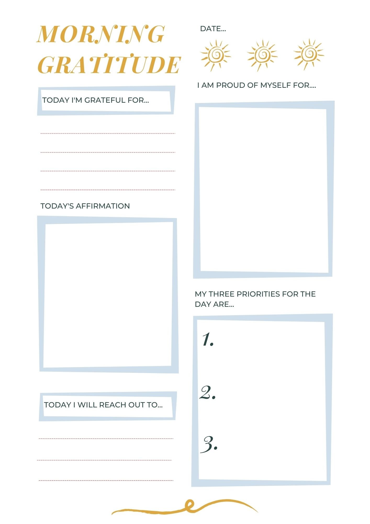 30-day Printable Morning Gratitude Journal - Daily Reflections, Self ...