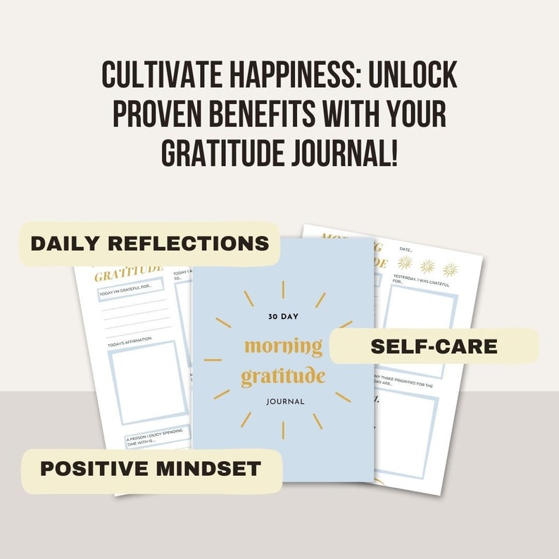 30-day Printable Morning Gratitude Journal - Daily Reflections, Self ...