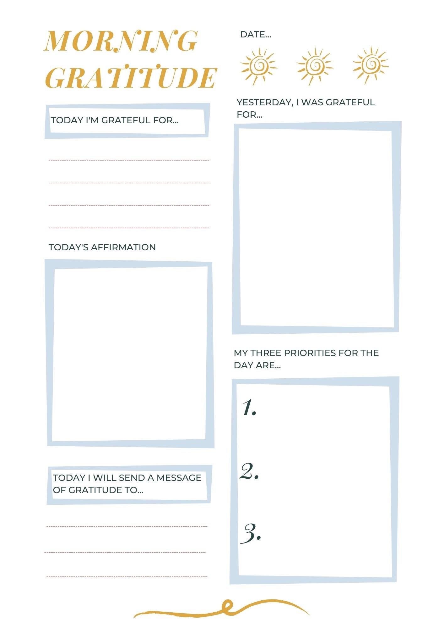 30-day Printable Morning Gratitude Journal - Daily Reflections, Self ...