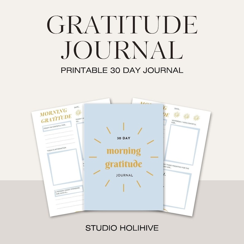 30-day Printable Morning Gratitude Journal - Daily Reflections, Self ...