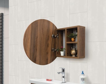 Round Mirror with Bathroom Cabinet Wall Mounted Mirror with Medicine Cabinet Bahtroom Mirror Wall Decor Mirror with Shelf for Wall