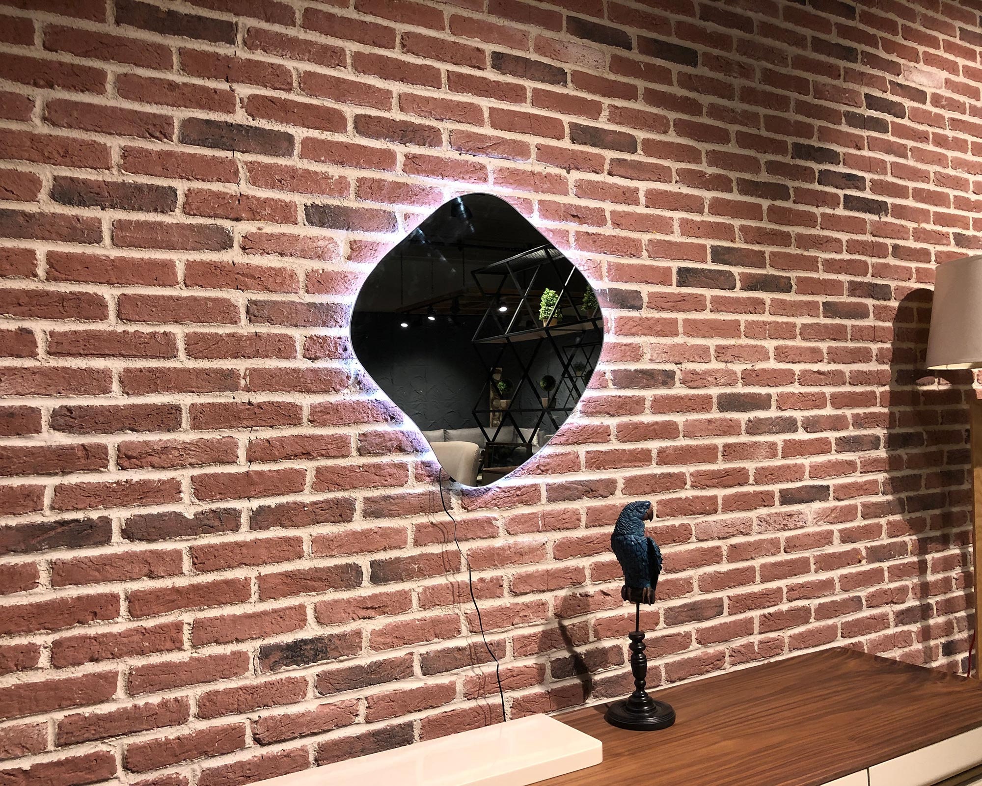 Asymmetrical Mirror With Led Lights Irregular Bathroom - Etsy UK