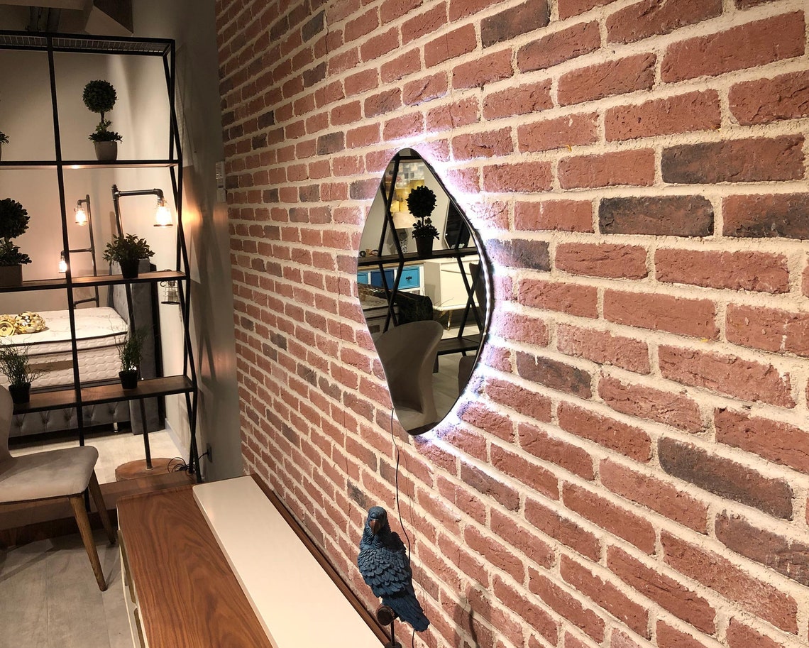 Asymmetrical Mirror With Led Lights Irregular Bathroom - Etsy UK