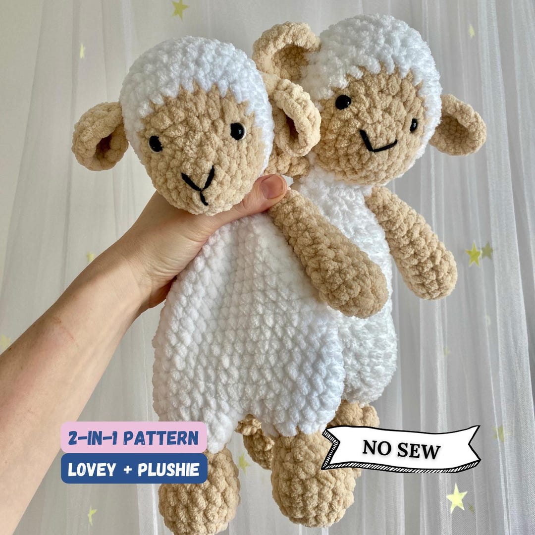 NO SEW 2-in-1 Sheep Crochet Pattern, Lamb Large Lovey, Plushie Pattern ...