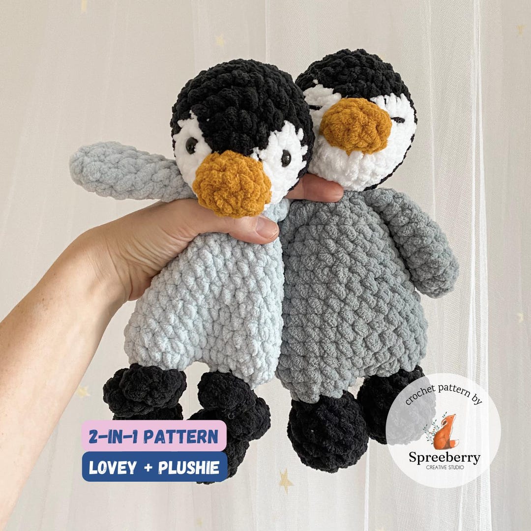 2-in-1 Penguin Crochet Pattern, Lovey and Plushie, Perfect Gift for ...