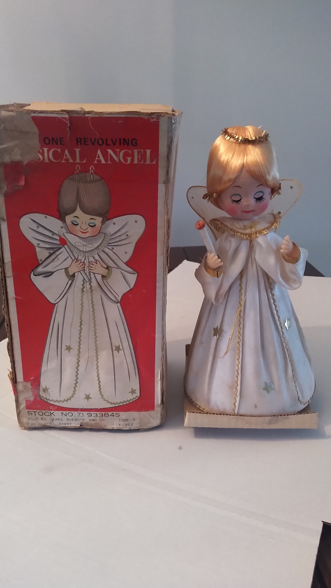 Vintage 50s 60s Sears Revolving Musical Angel With Box Stock No. 71 ...