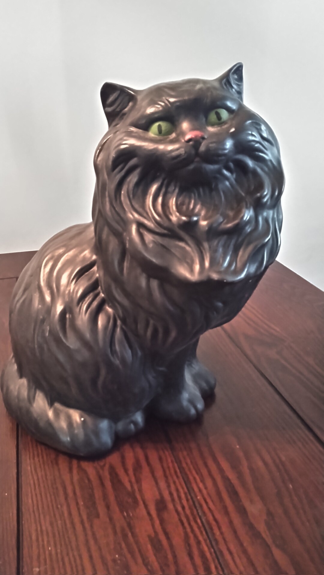 Vintage MCM Large Ceramic Persian Cat Figurine Black Vtg Plaster Mold ...