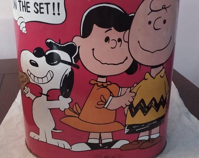 VTG Cheinco Charlie Brown Snoopy Peanuts Waste Can Trash Bin Metal 1969 ...