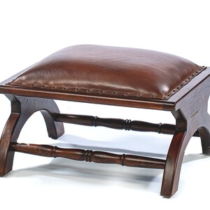 Teak and Leather Lounge Chair Stool - Etsy