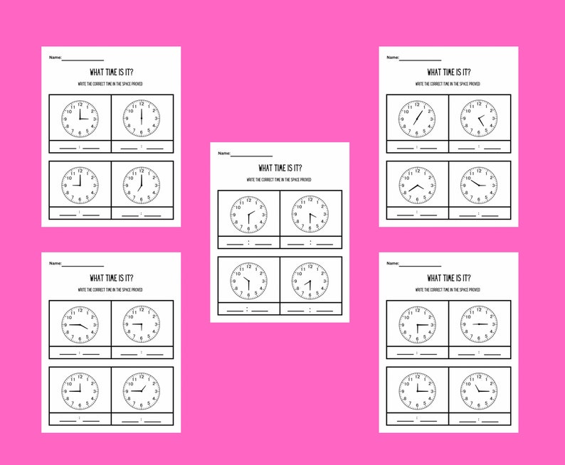Time Practice: Telling Time Worksheets Practice Time Telling - Etsy