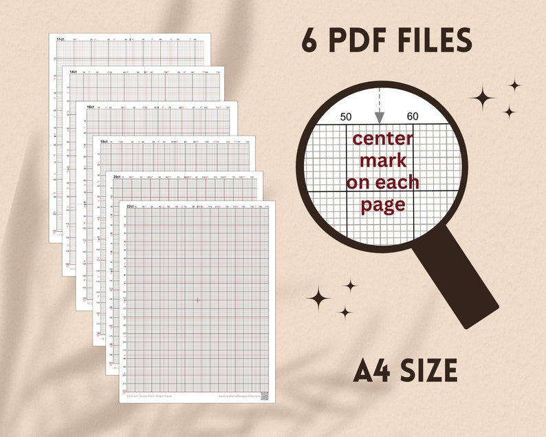 11 14 16 18 20 22-count Graph Paper for Cross-stitch With Inch Grid, A4 ...