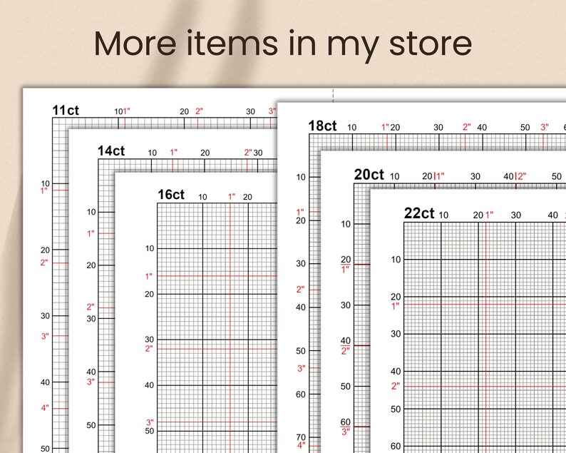 11 14 16 18 20 22-count Graph Paper Bundle for Cross-stitch PDF ...