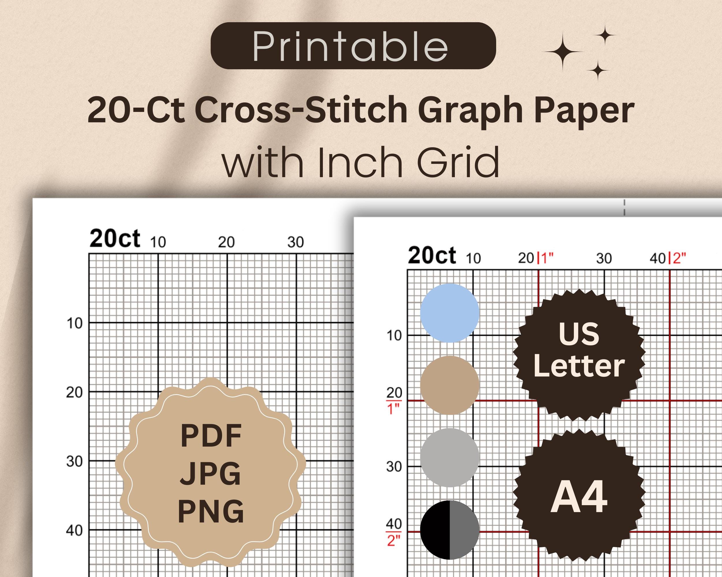 20-count Graph Paper for Cross-stitch With Inch Grid, Printable Cross ...