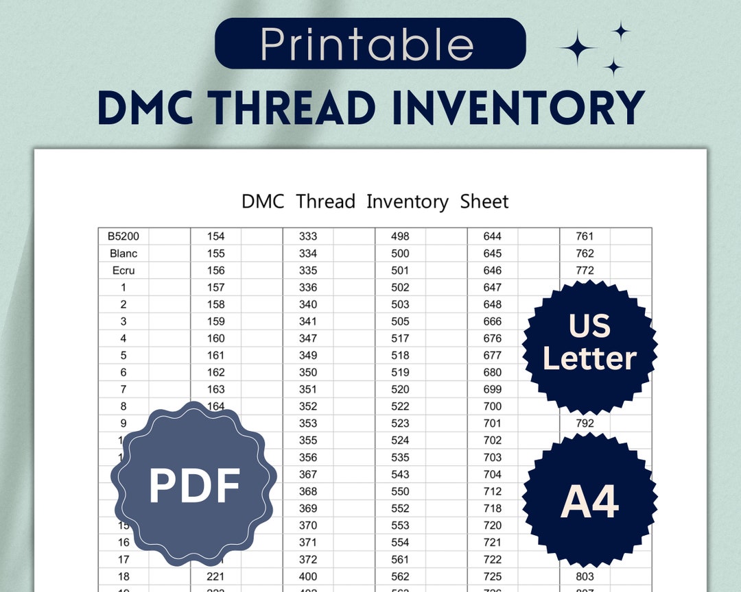Minimalistic DMC Thread Inventory Sheet: Printable Floss Tracker ...