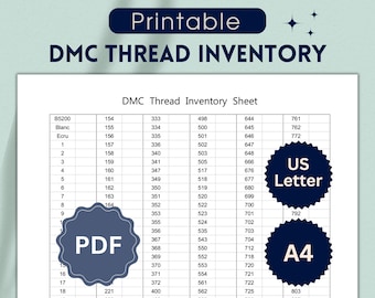Printable DMC Floss Inventory Tracker | DMC Thread Tracker Spreadsheet ...