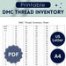 Minimalistic DMC Thread Inventory Sheet PDF, Printable Cross-stitch ...