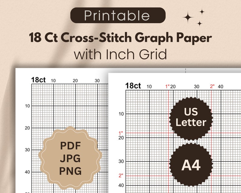 18-count Graph Paper for Cross-stitch With Inch Grid, Printable Cross ...