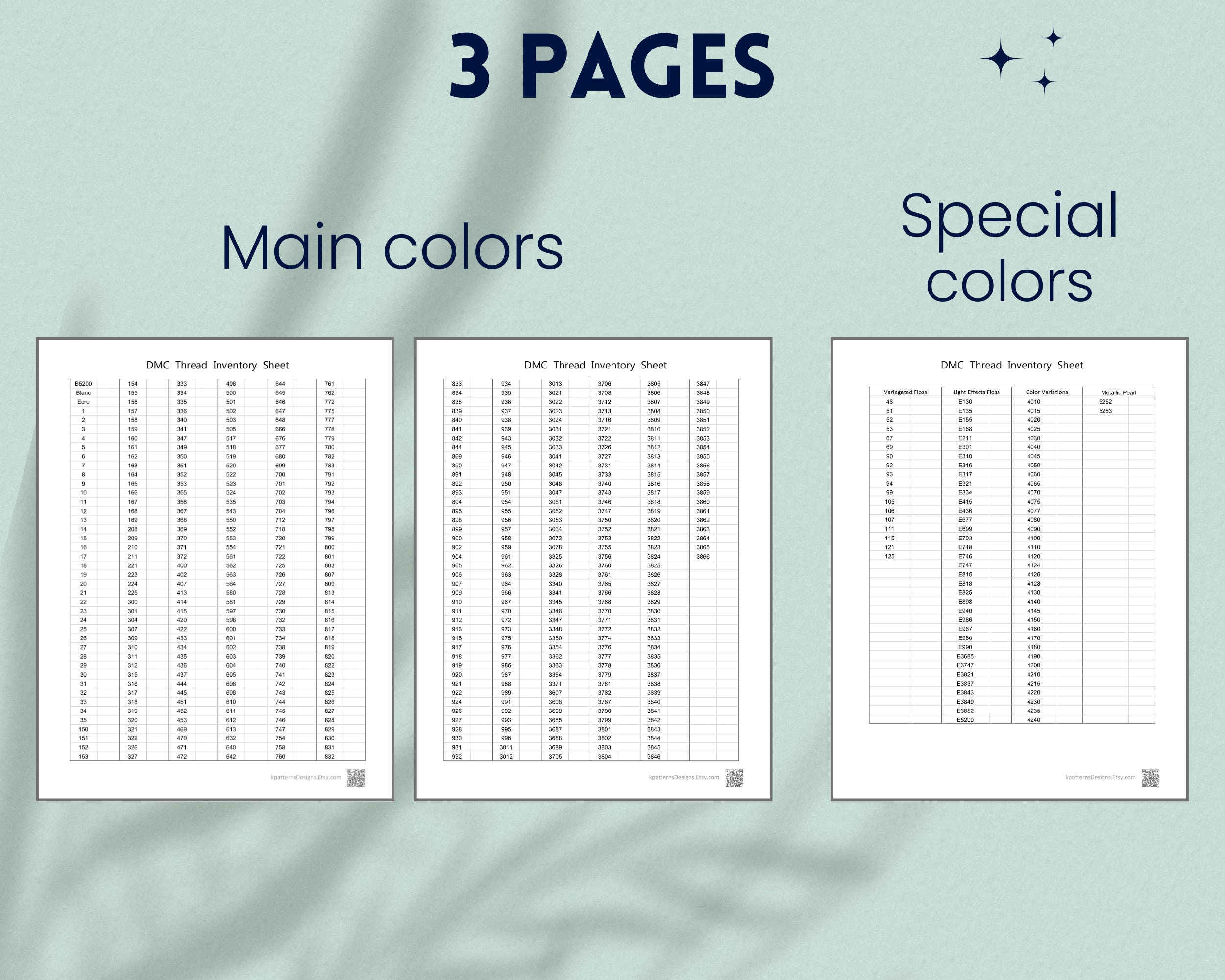 Minimalistic DMC Thread Inventory Sheet PDF, Printable Cross-stitch ...