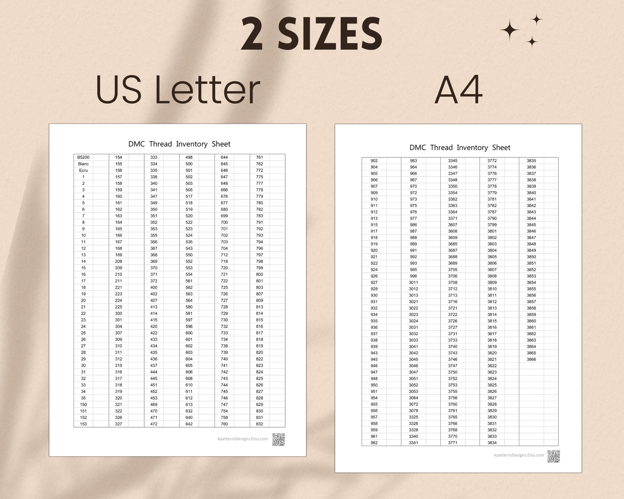 Minimalistic DMC Thread Inventory Sheet PDF, Printable Cross-stitch ...