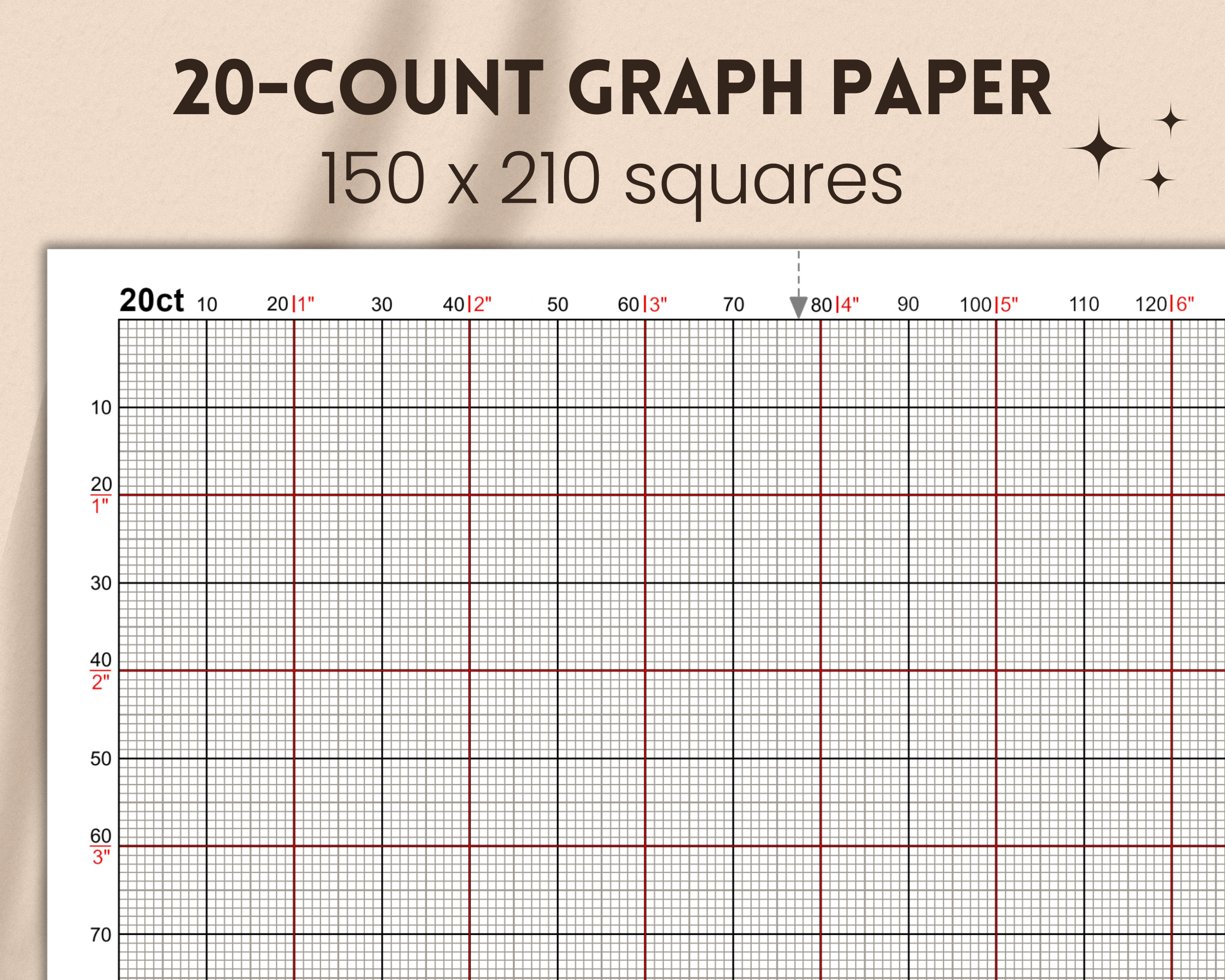 11 14 16 18 20 22-count Graph Paper for Cross-stitch With Inch Grid, A4 ...