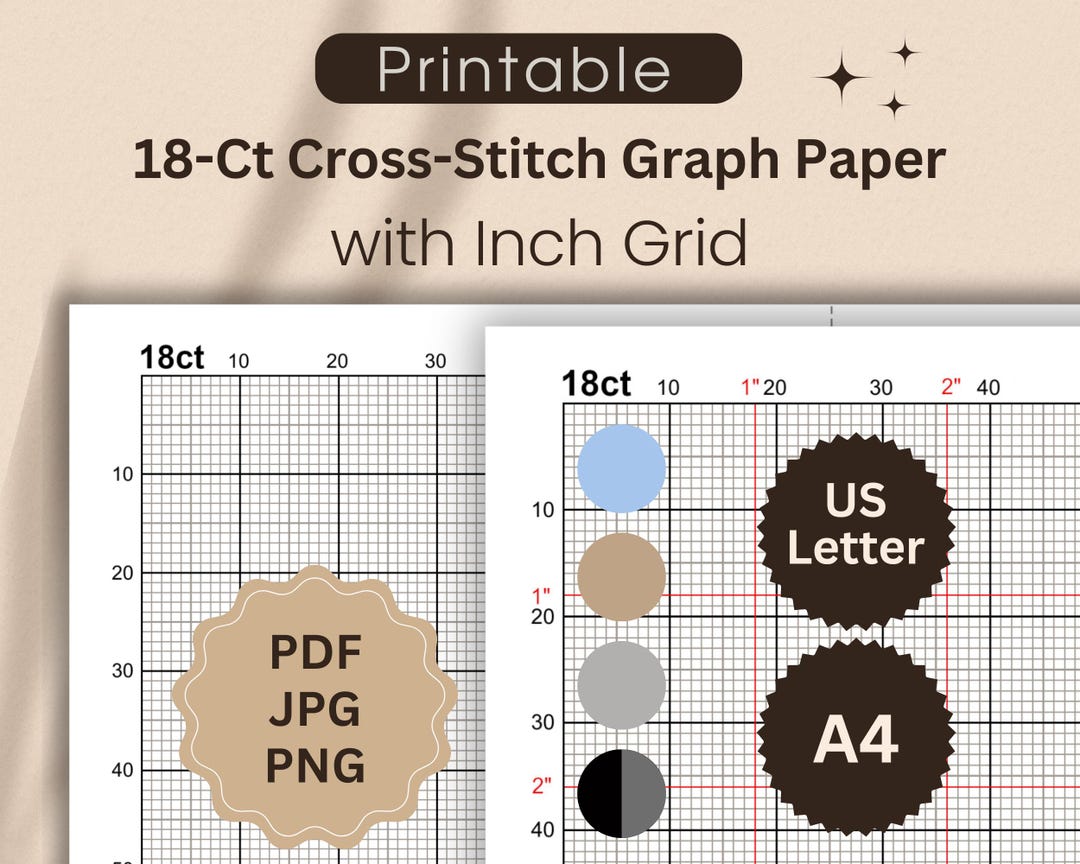 18-count Graph Paper With Inch Grid (PDF, JPG, PNG) - Etsy