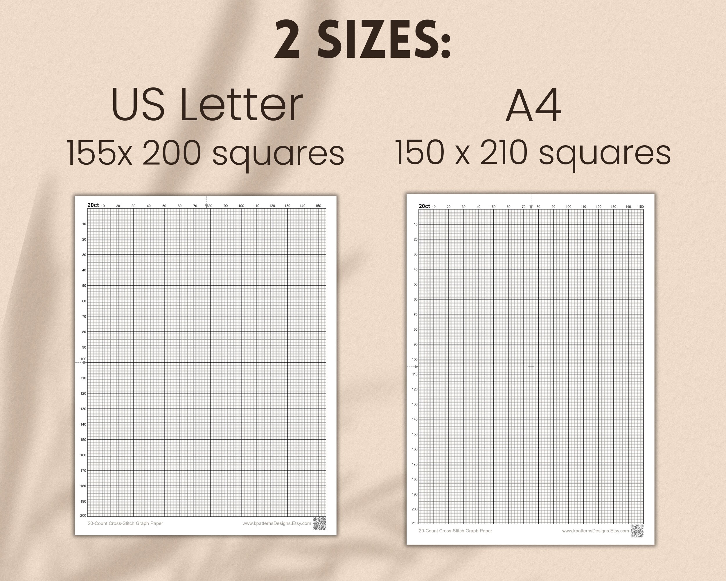 20-count Graph Paper for Cross-stitch With Inch Grid, Printable Cross ...