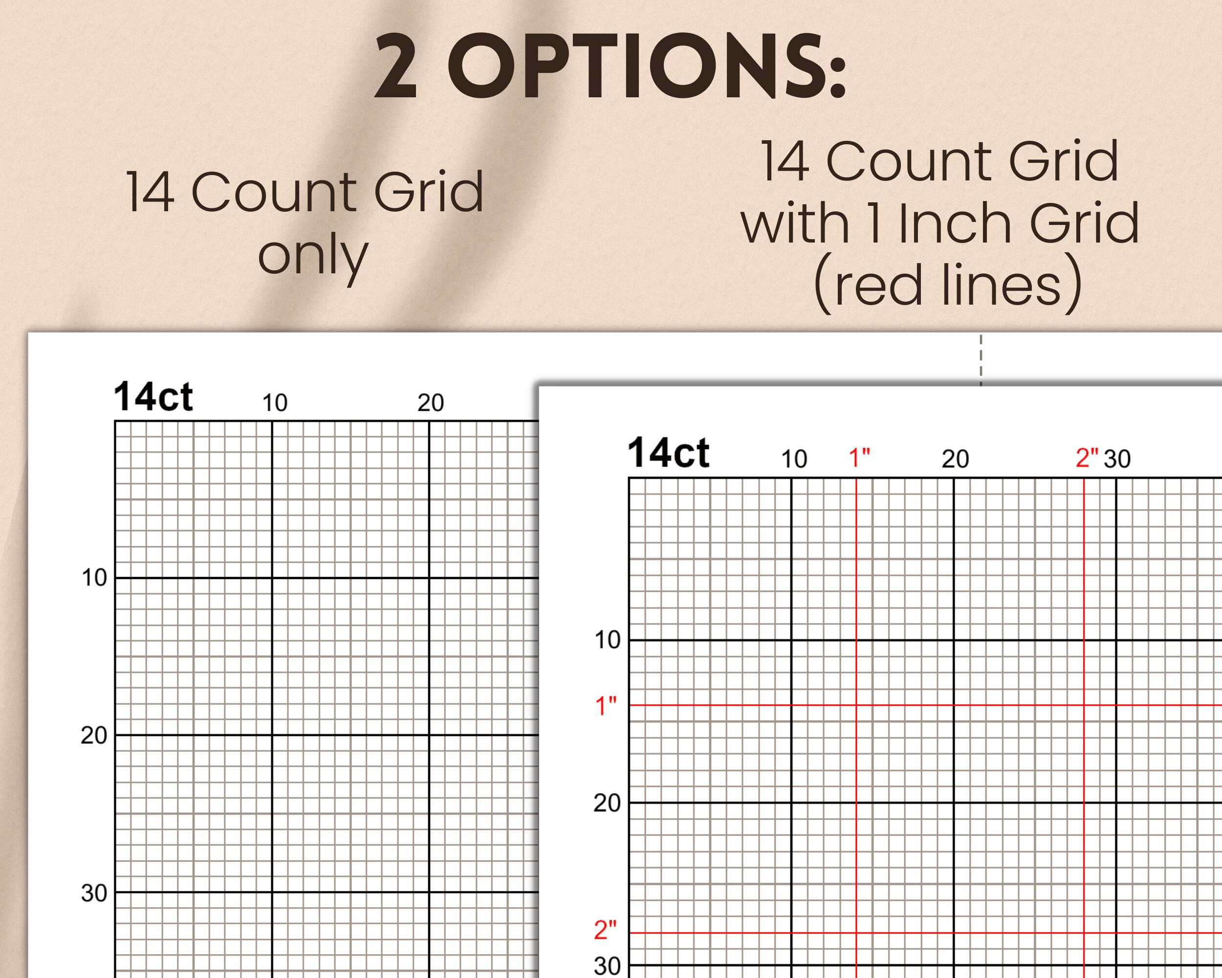 14-count Graph Paper for Cross-stitch, Printable Cross-stitch Grid for ...