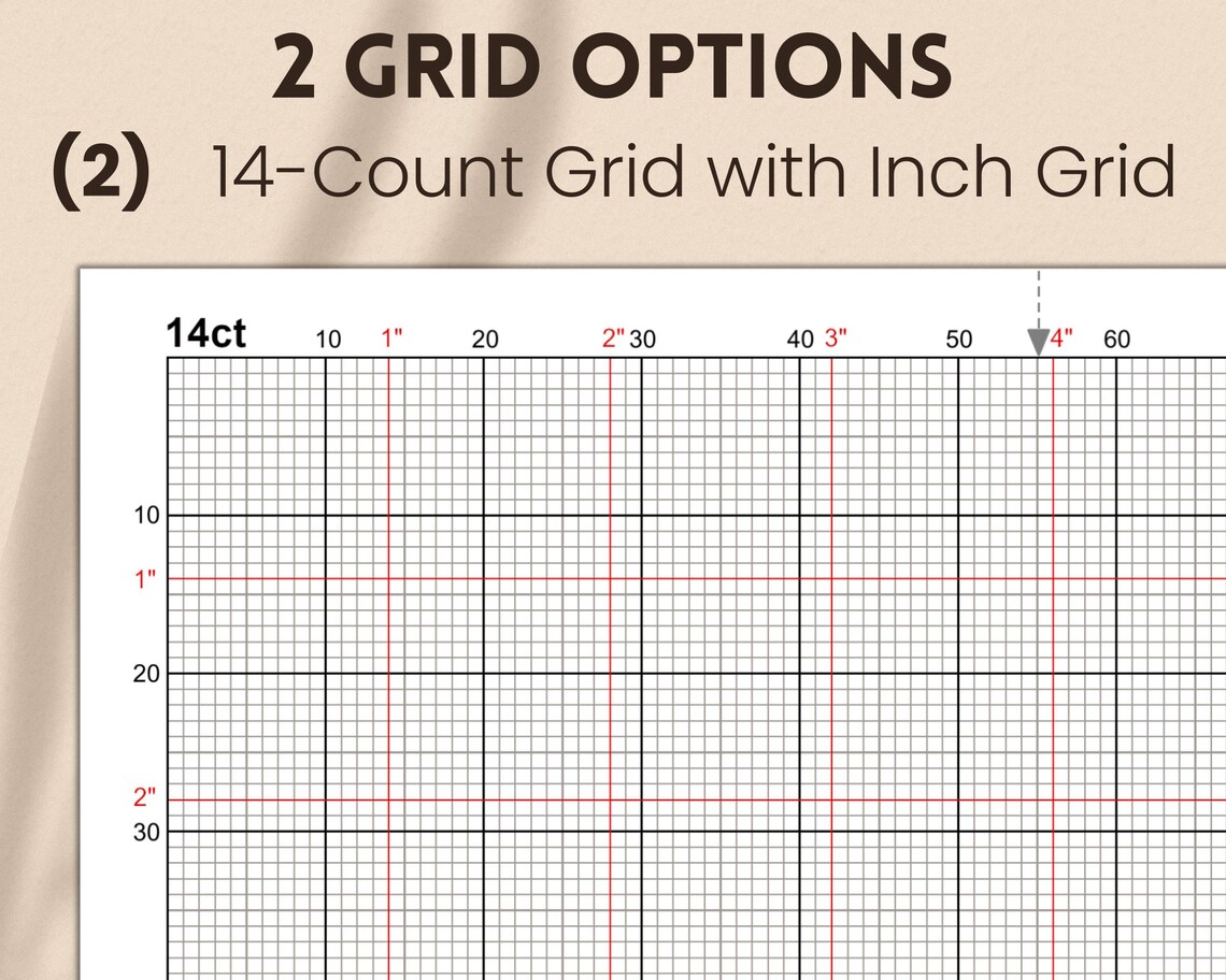 14-count Graph Paper With Inch Grid (PDF, JPG, PNG) - Etsy