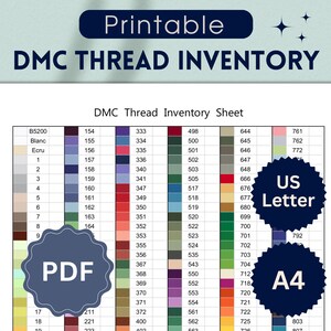 DMC Thread Inventory Sheet PDF, Printable Cross-stitch Floss Tracker ...