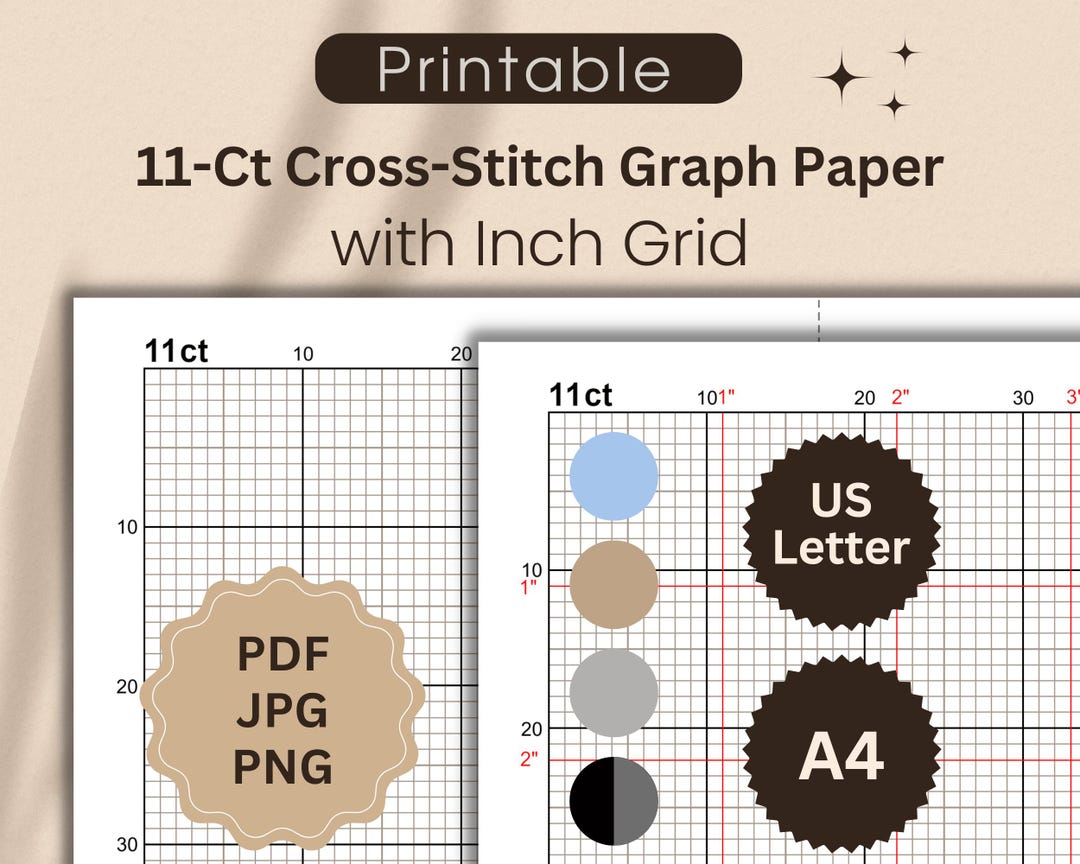 11-count Graph Paper for Cross-stitch With Inch Grid, Printable Cross ...
