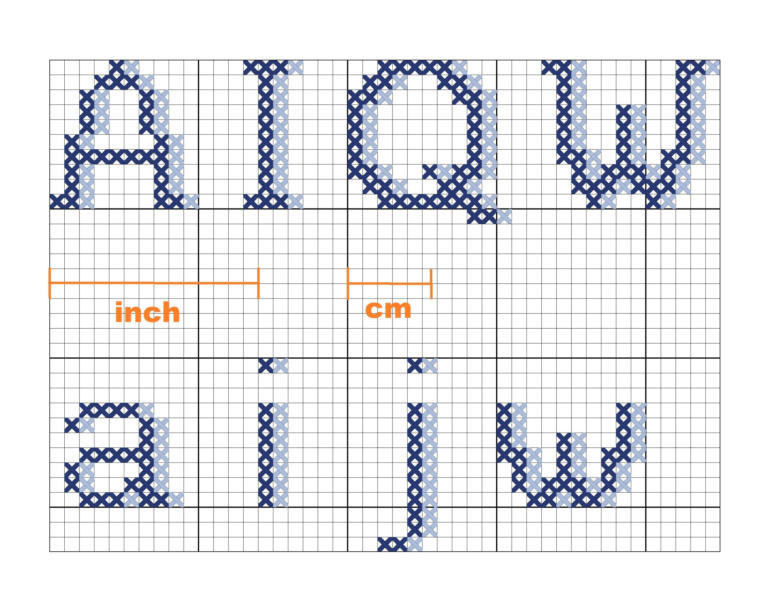 Block Letter Alphabet Cross-stitch Pattern, Numerical Symbols ...