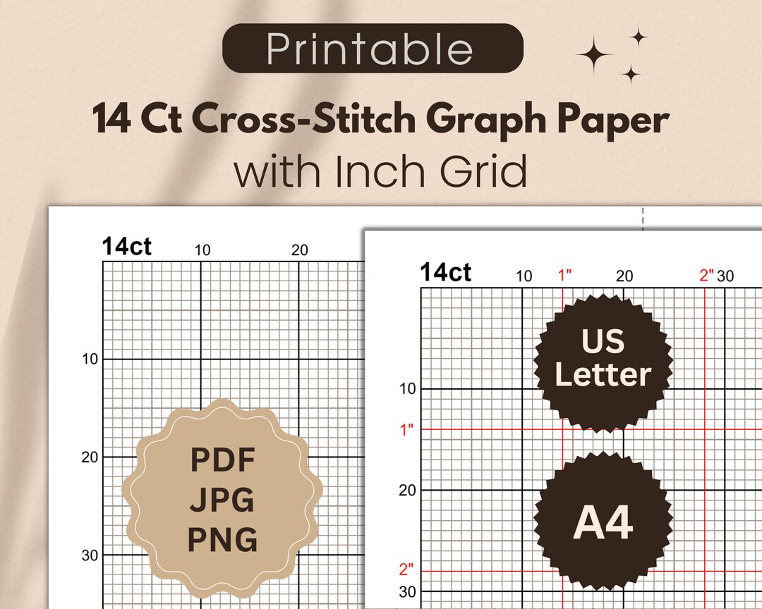 14-count Graph Paper for Cross-stitch With Inch Grid, Printable Cross ...