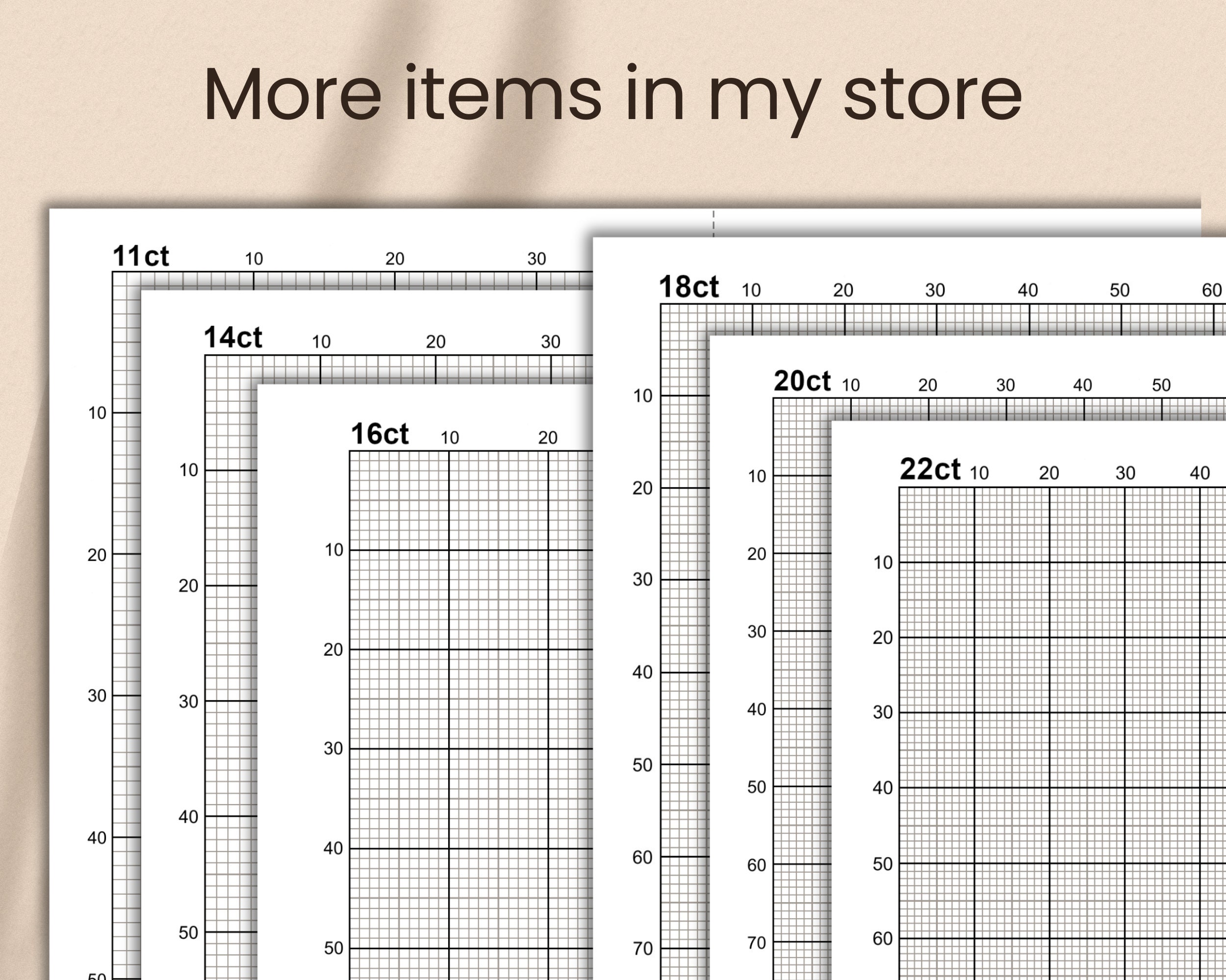 22-count Graph Paper for Cross-stitch With Inch Grid, Printable Cross ...