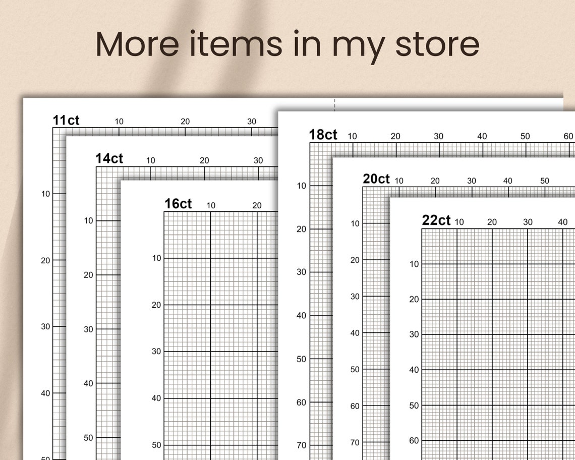 14-count Graph Paper With Inch Grid (PDF, JPG, PNG) - Etsy