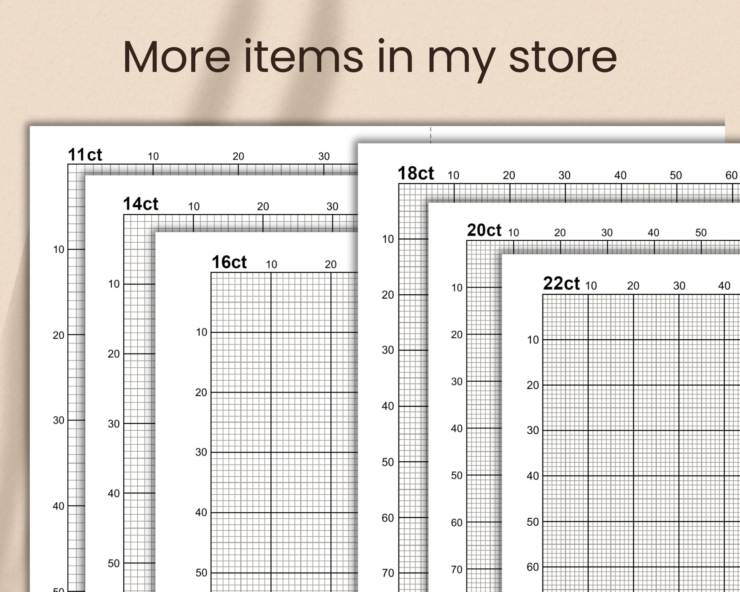 14-count Graph Paper With Inch Grid (PDF, JPG, PNG) - Etsy