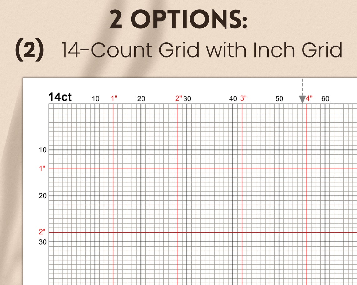 14-count Graph Paper for Cross-stitch With Inch Grid, Printable Cross ...