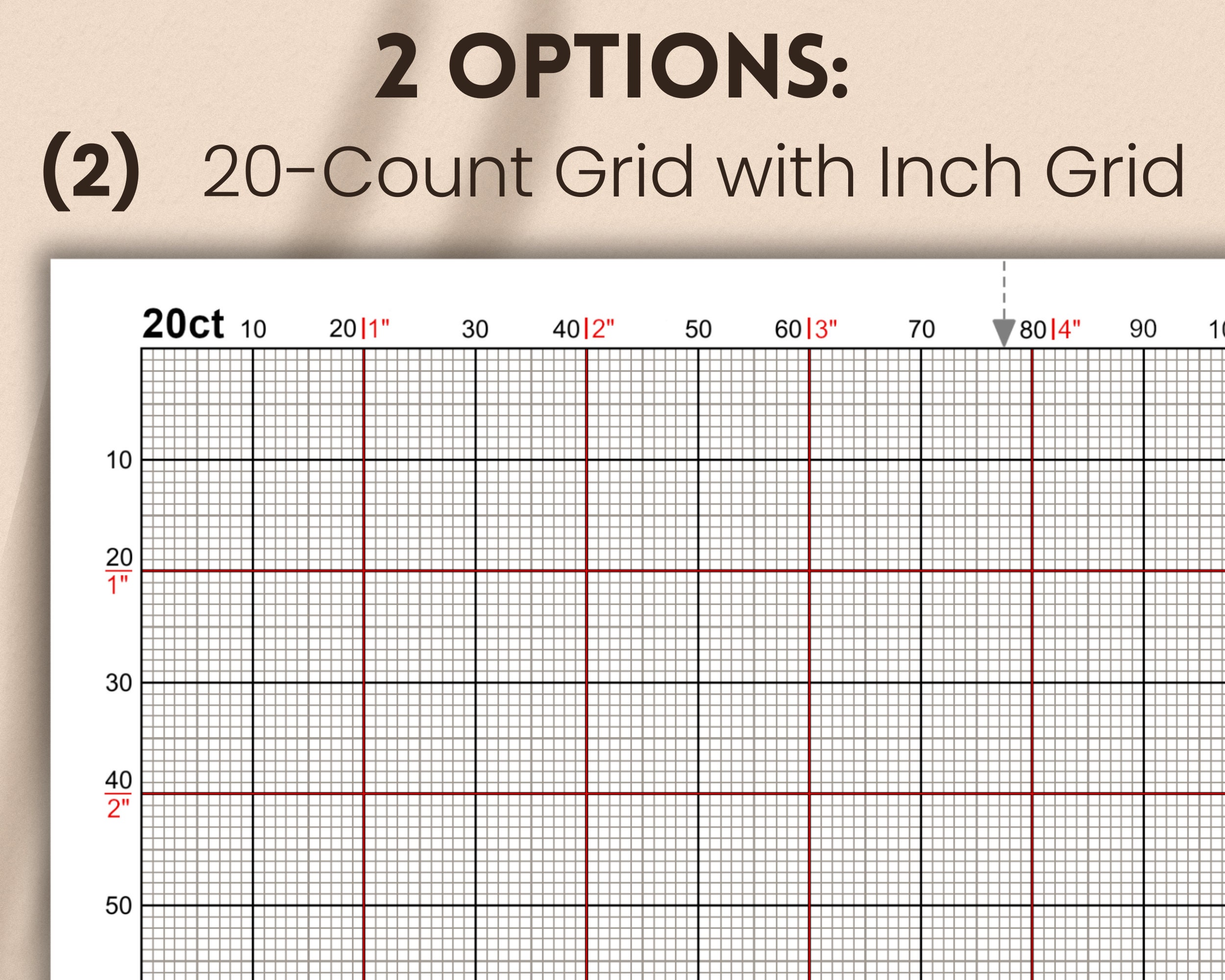 20-count Graph Paper for Cross-stitch With Inch Grid, Printable Cross ...