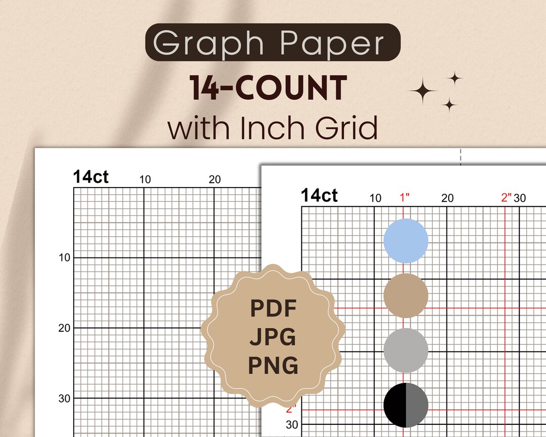 14-count Graph Paper With Inch Grid (PDF, JPG, PNG) - Etsy