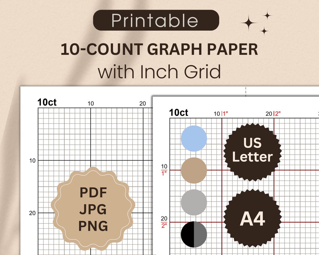 Printable 10-count Graph Paper With Inch Grid for Cross-stitch ...