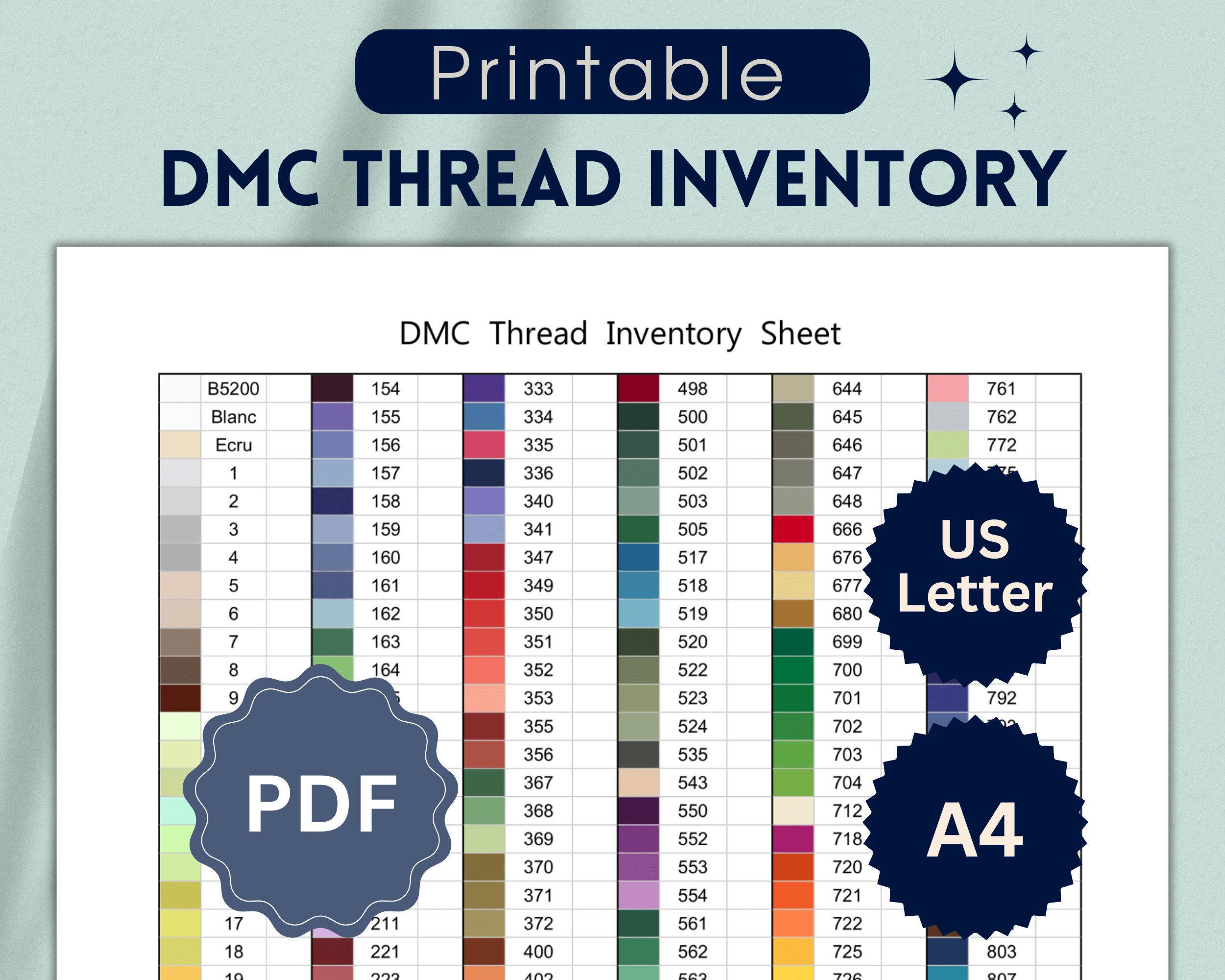 DMC Thread Inventory Sheet: Floss Tracker (PDF) - Etsy Canada