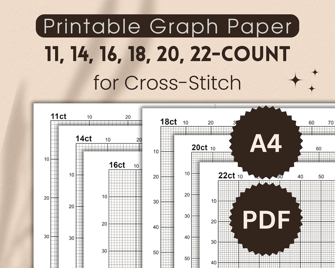 11 14 16 18 20 22-count Graph Paper for Cross-stitch, A4 PDF Template ...