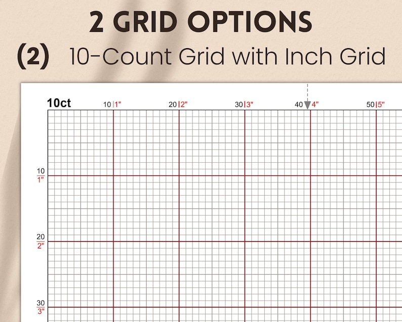 10-count Graph Paper: Cross-stitch, Needlepoint Grids (PDF, JPG, PNG ...