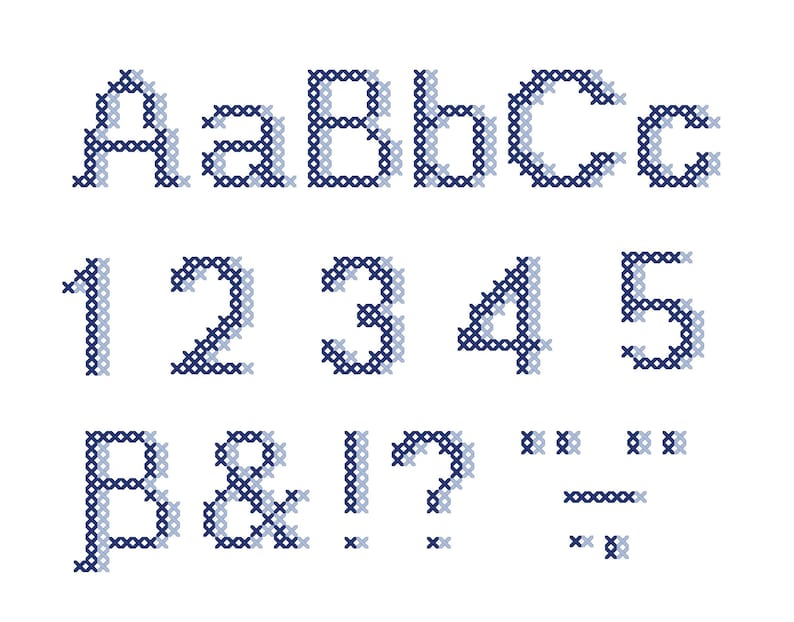 Block Letter Alphabet Cross-stitch Pattern Numerical Symbols - Etsy