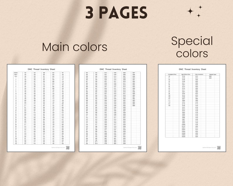 Minimalistic DMC Thread Inventory Sheet PDF, Printable Cross-stitch ...