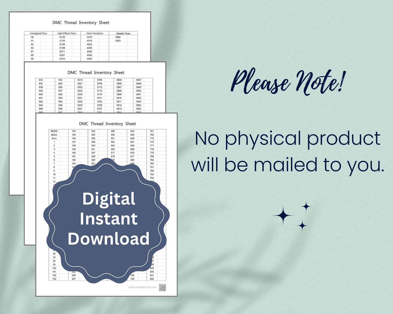 Minimalistic DMC Thread Inventory Sheet PDF, Printable Cross-stitch ...