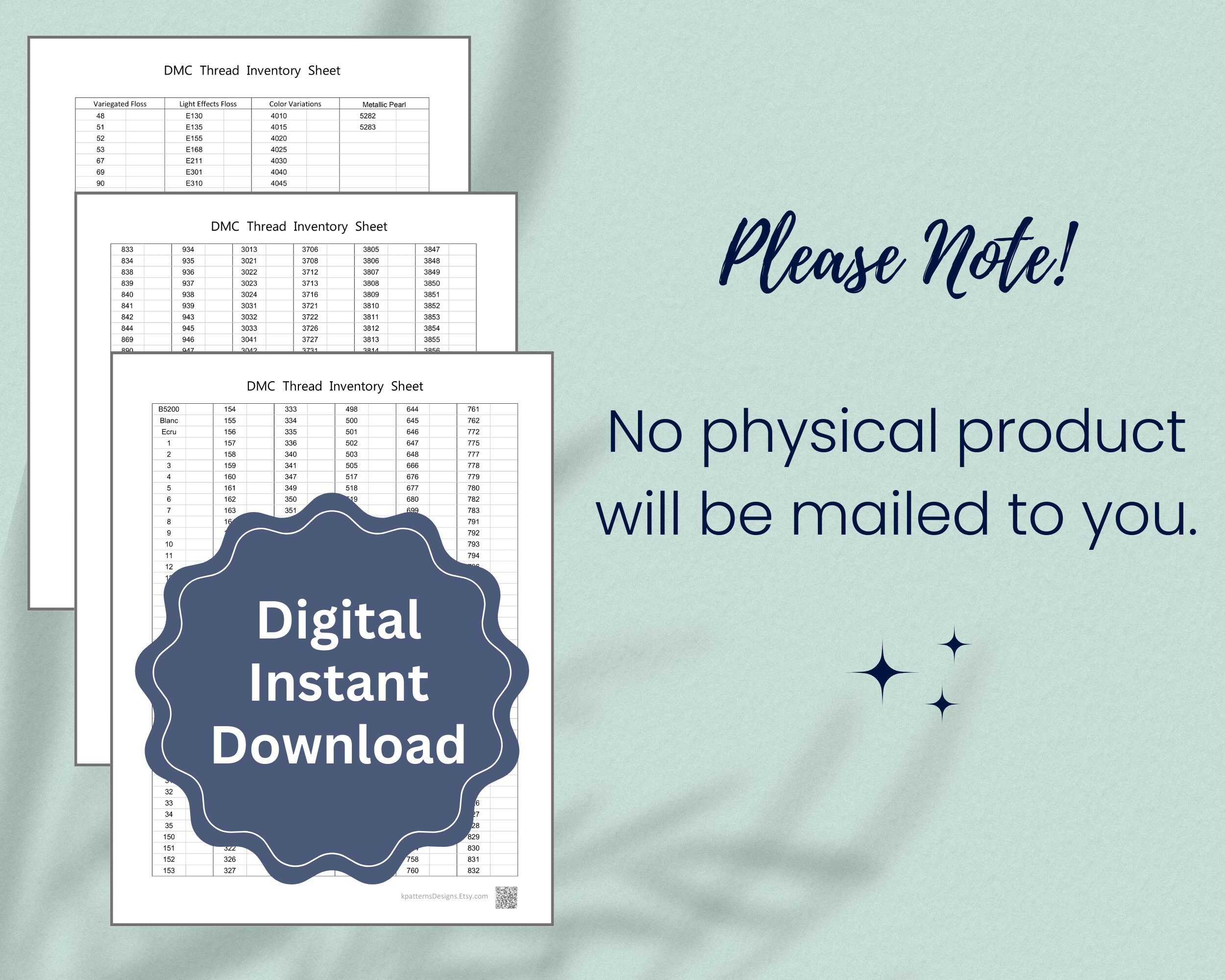 Minimalistic DMC Thread Inventory Sheet PDF, Printable Cross-stitch ...