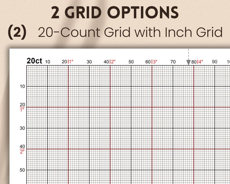 20-count Graph Paper for Cross-stitch With Inch Grid, Printable Cross ...