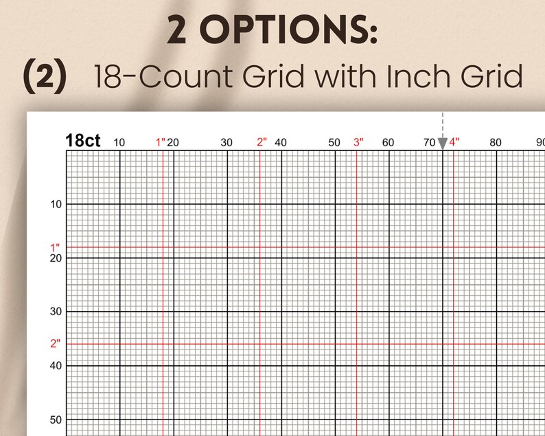 18-count Graph Paper for Cross-stitch With Inch Grid, Printable Cross ...